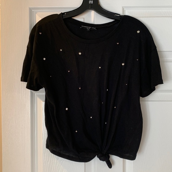 Generation Love | Tops | Generation Love Crop Black Shirt With Tie On ...